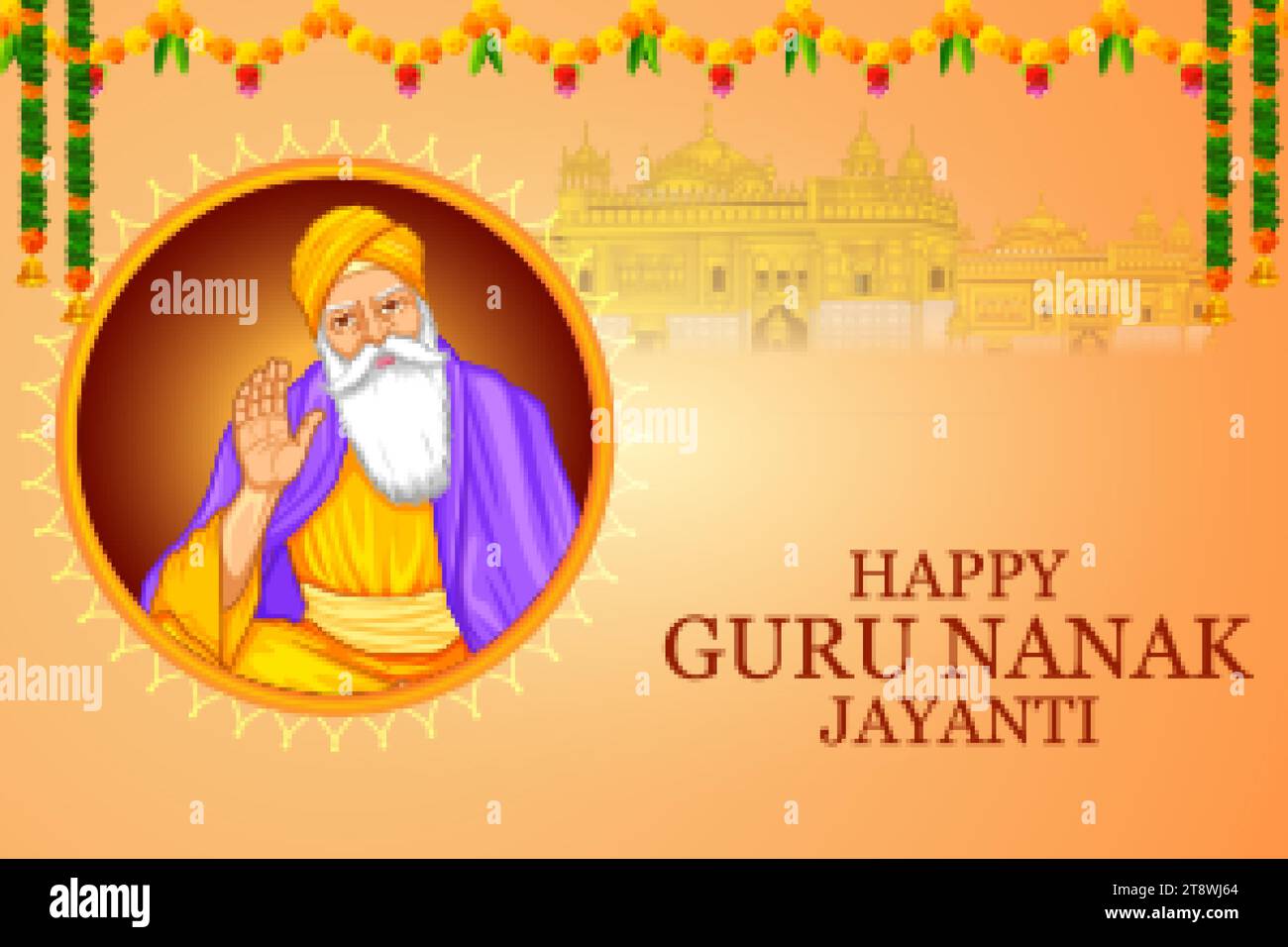 illustration of Happy Gurpurab, Guru Nanak Jayanti festival of Sikh celebration background Stock ...