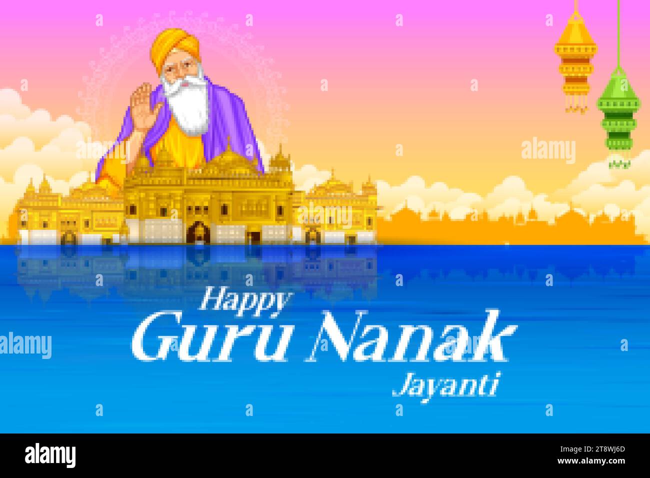 illustration of Happy Gurpurab, Guru Nanak Jayanti festival of Sikh celebration background Stock ...