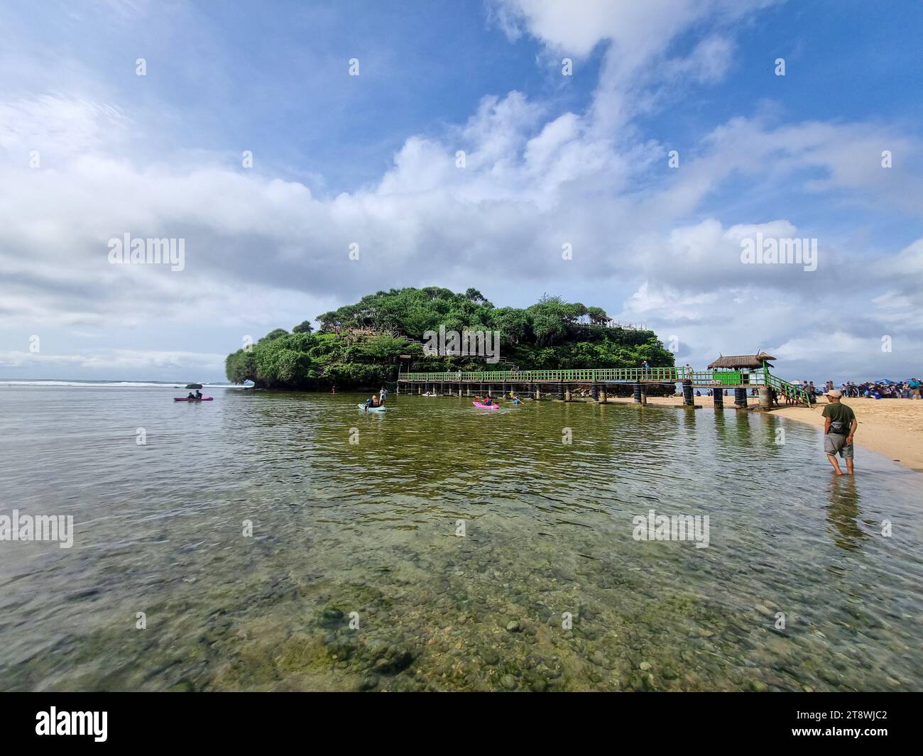 Landscape view of tropical island on Drini Beach, Gunungkidul ...