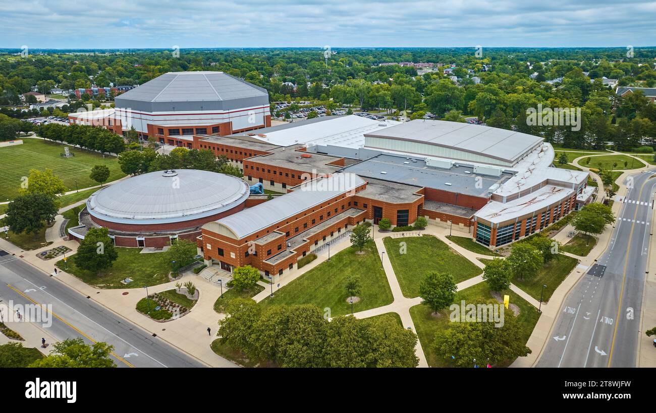 Worthen Arena aerial Ball State University campus in Muncie, Indiana on ...