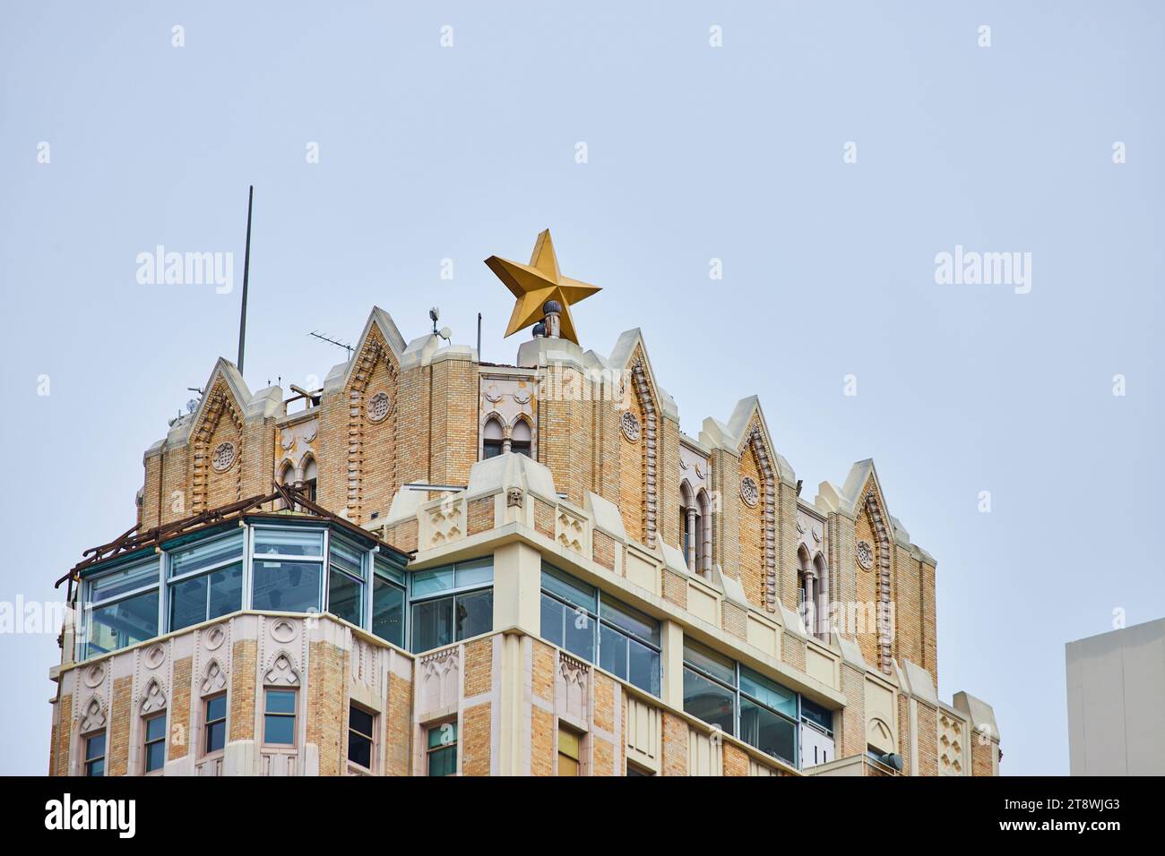 Gold star on top of skyscraper building in San Francisco, CA on ...