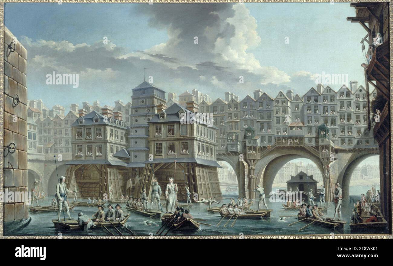 The jousting of the bargemen, between the Notre-Dame bridge and the ...