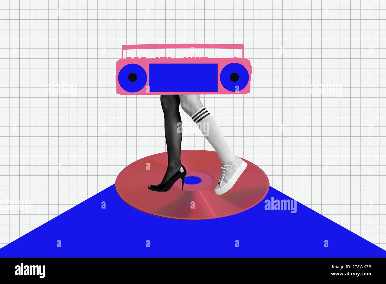 Template collage picture of nightclub discotheque boombox hipster ...