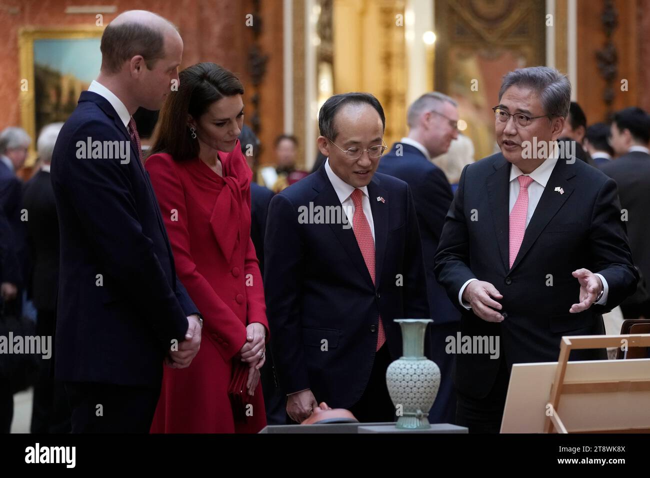 Britain's Prince William, left and Kate Princess of Wales with Choo ...