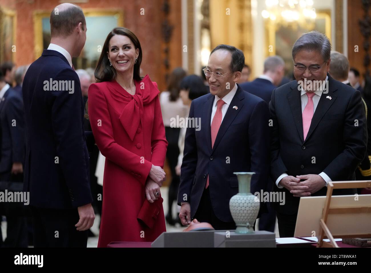 Britain's Prince William, left and Kate Princess of Wales with Choo ...