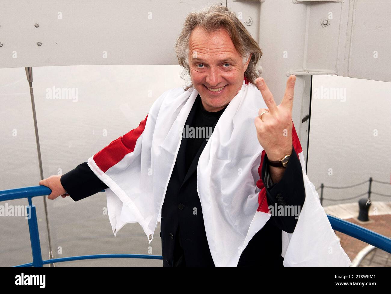 Actor and comedian Rik Mayall in Salford Quays to promote his World Cup ...