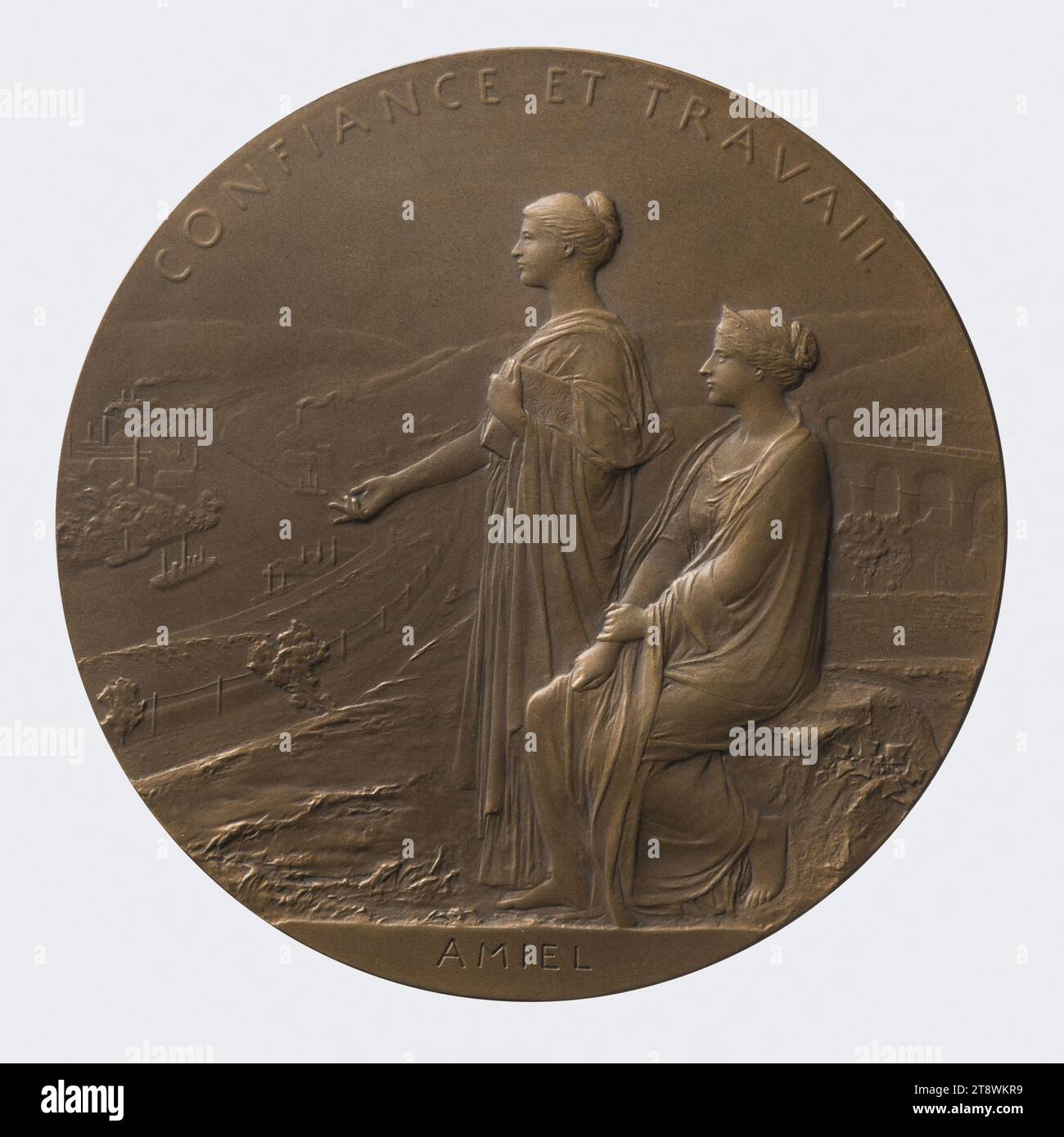 Medal of the centenary of the Bank of France offered to the agent Amiel ...