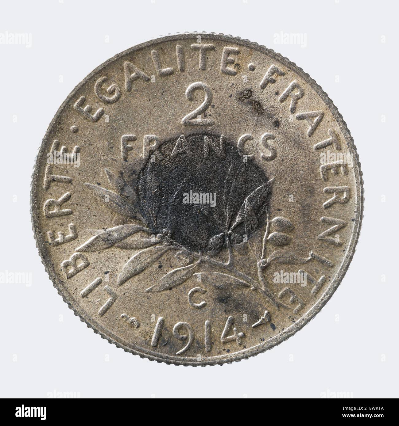 Coin of 2 francs in silver of the IIIrd Republic, 1914, Roty, Louis ...