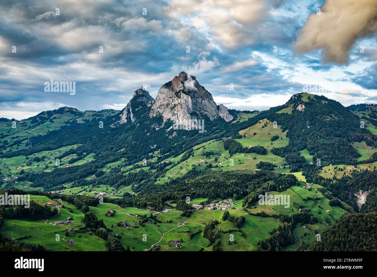 Beautiful Swiss Alps of Grosser Mythen mountain during on the way up to ...
