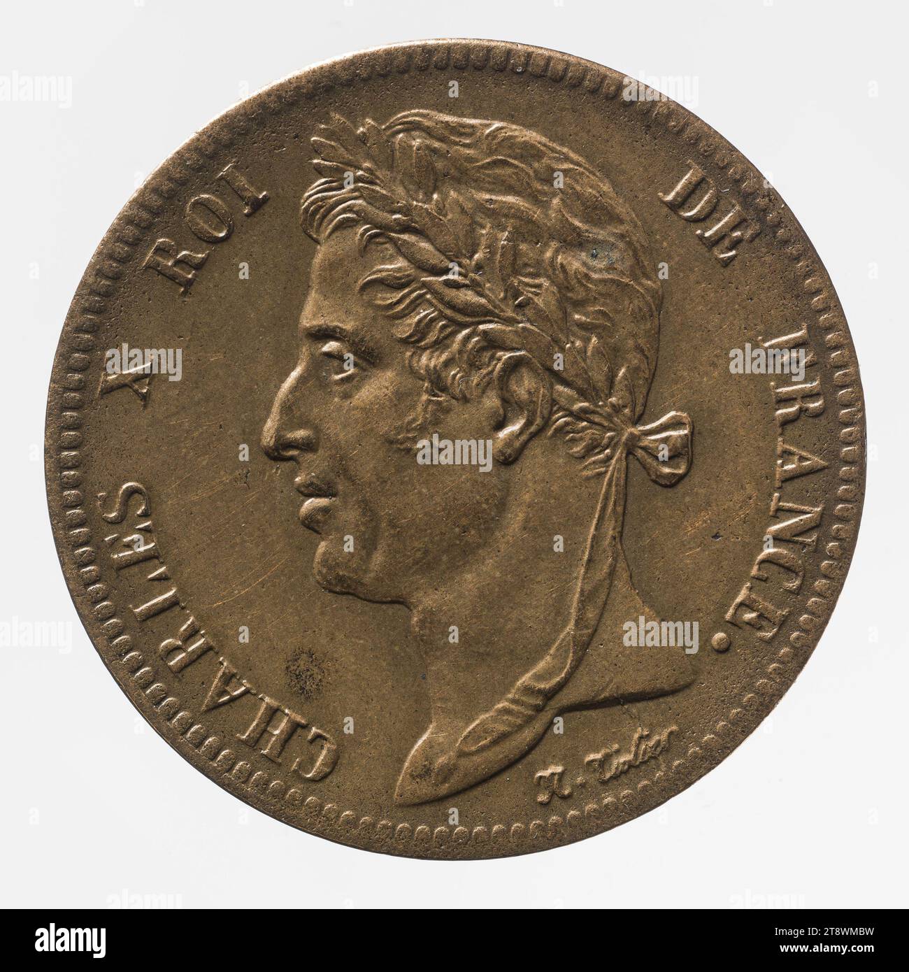 Coin of 5 centimes of the French colonies of Charles X, 1829, Tiolier ...