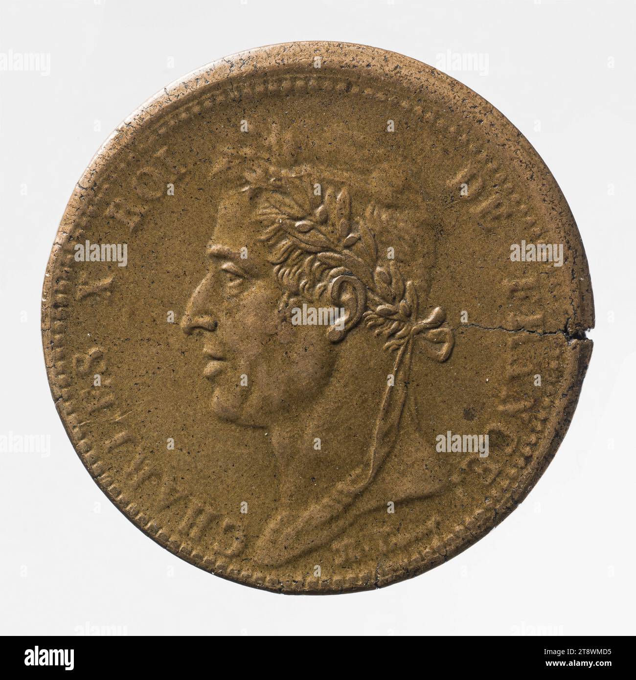 Coin of 10 centimes of the French colonies of Charles X, 1828, Tiolier ...