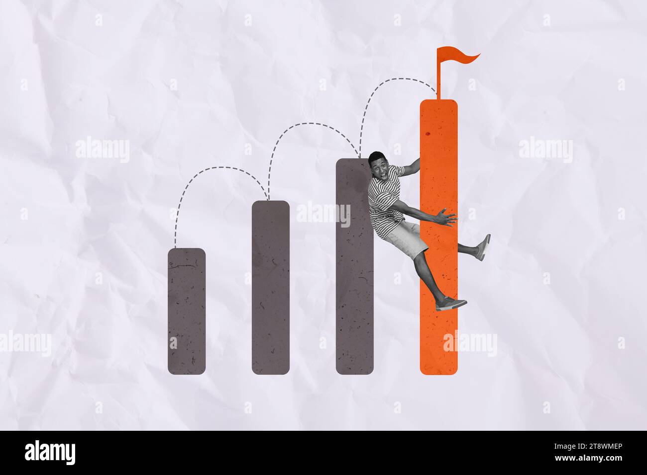 Composite collage of financial statistics diagram results man climb ...