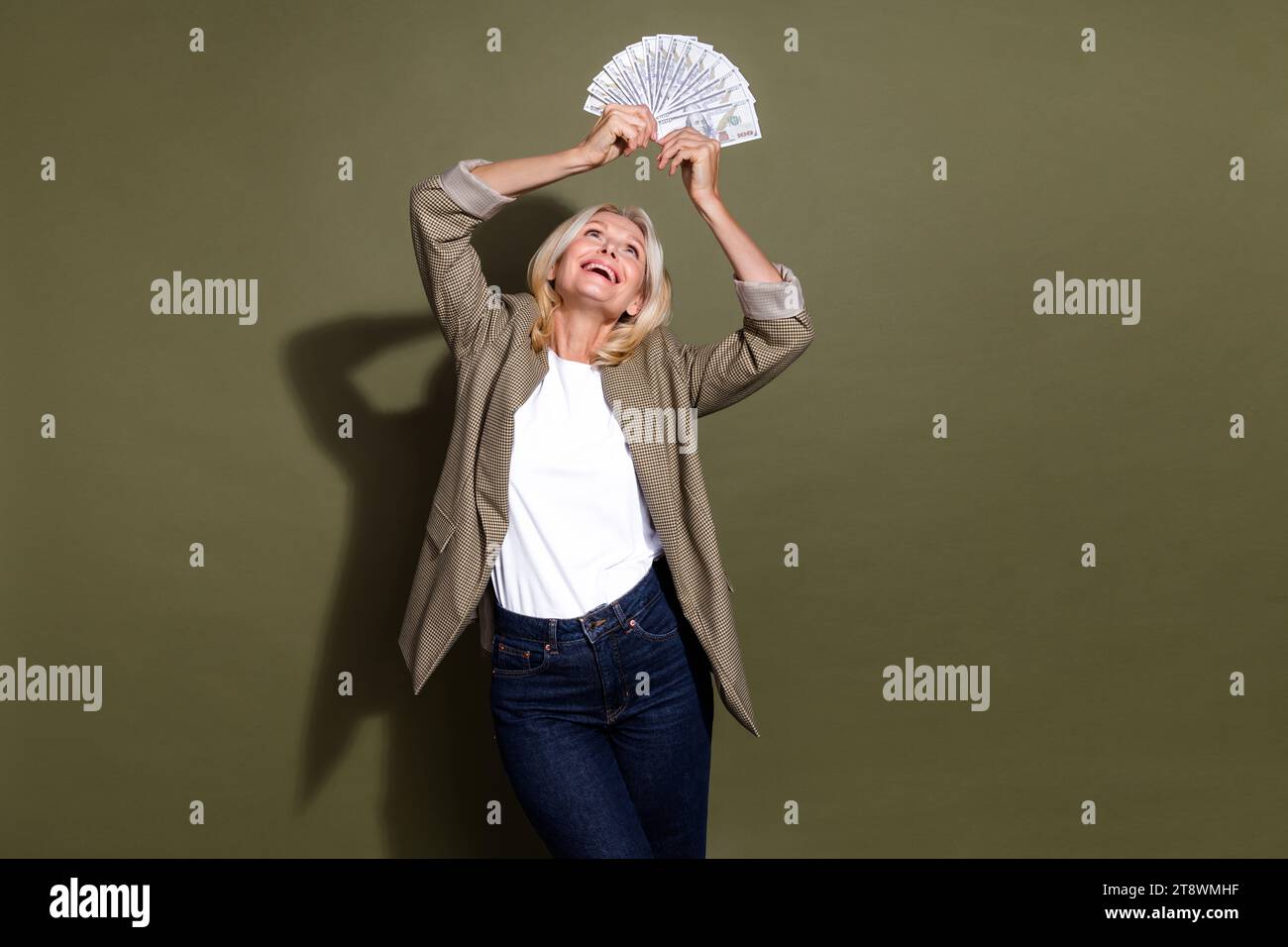 Photo of profitable business concept experienced old successful woman ...