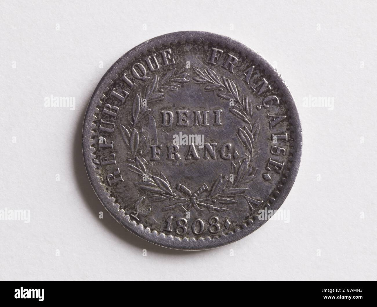 Coin of a half franc of Napoleon I, 1808, Tiolier, Pierre-Joseph, Array ...