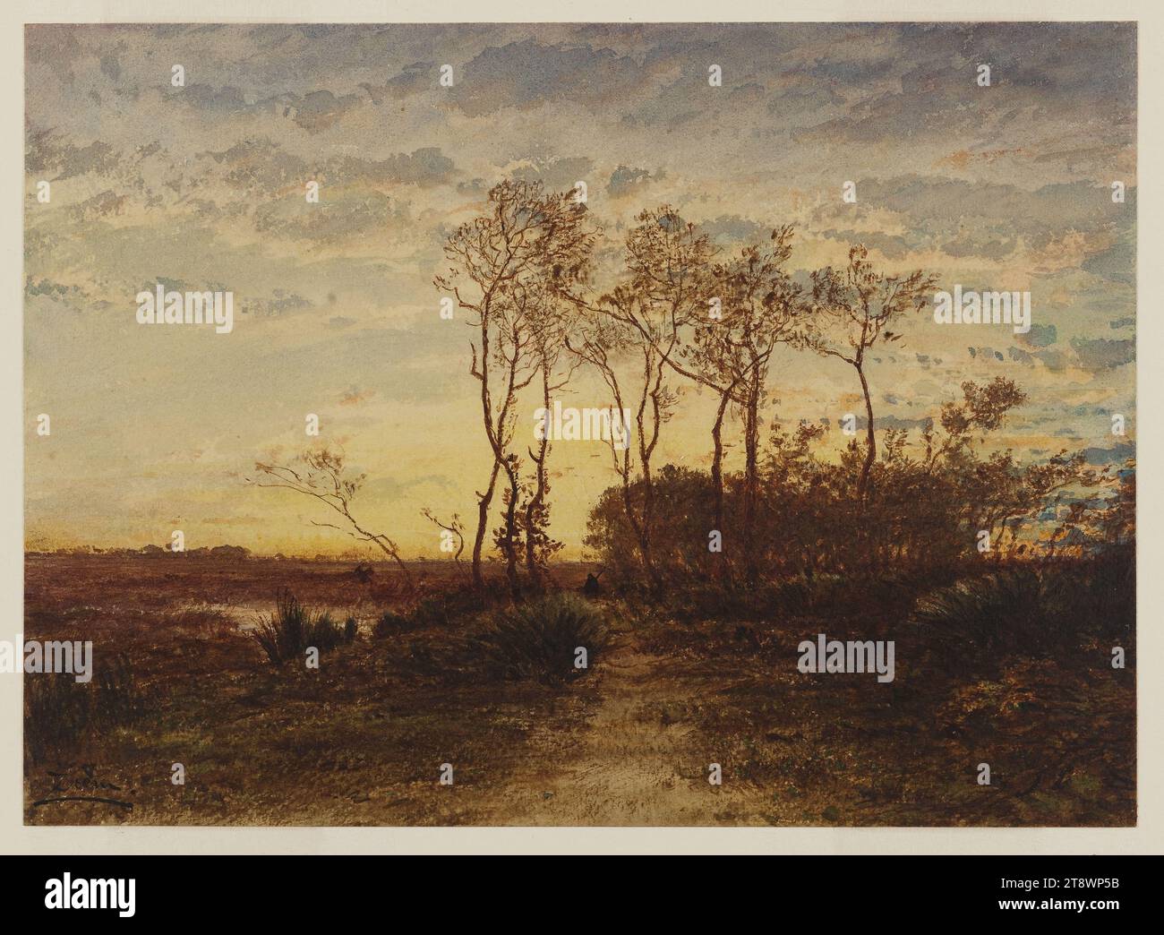 The Camargue, sunset, Ziem, Felix, Painter, 2nd half of the 19th ...