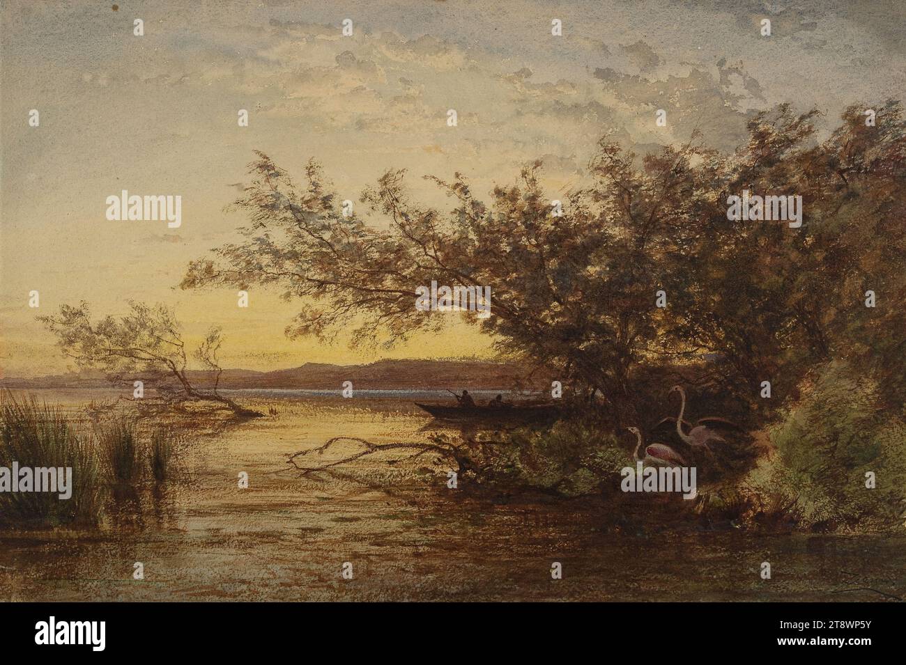 The Camargue, sunset, Ziem, Felix, Painter, 2nd half of the 19th ...