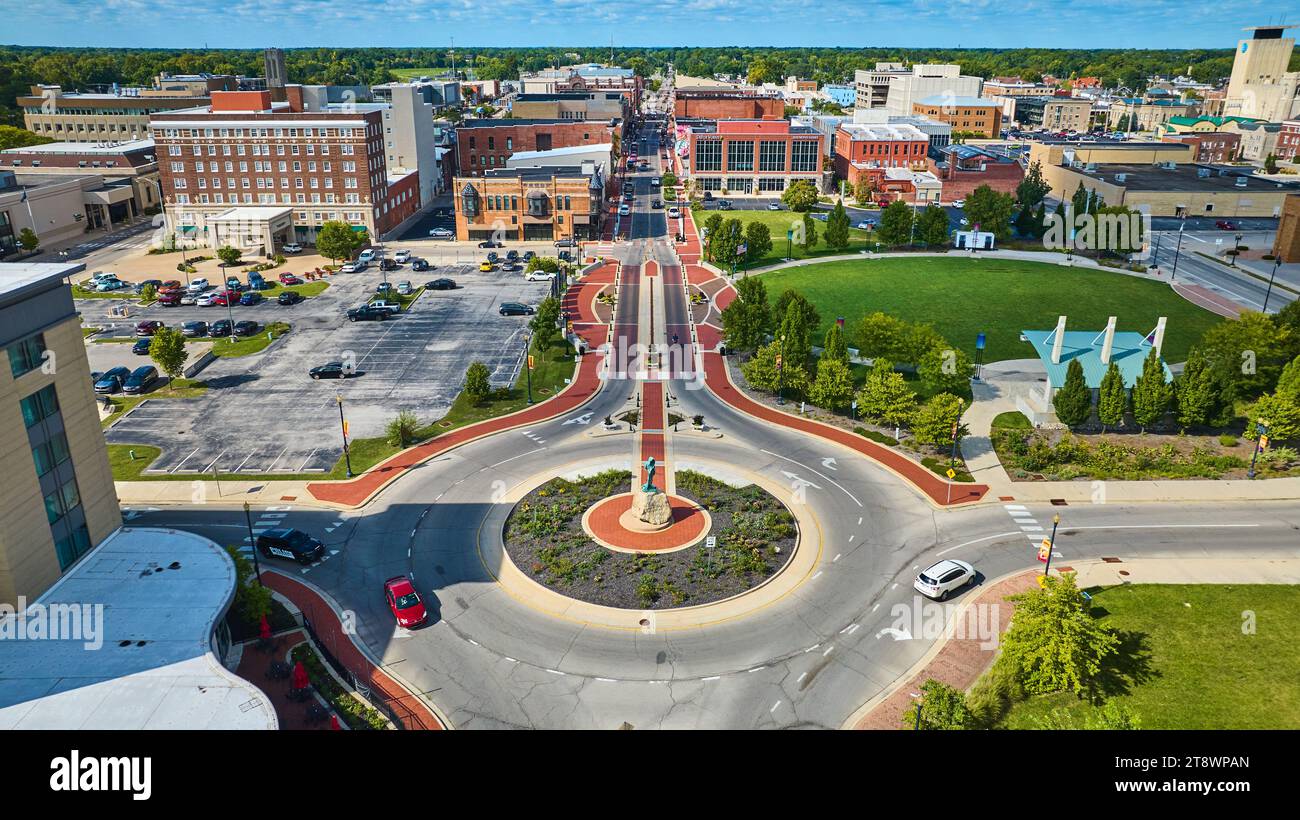 Passing of the Buffalo statue in city roundabout beside Canan Commons ...