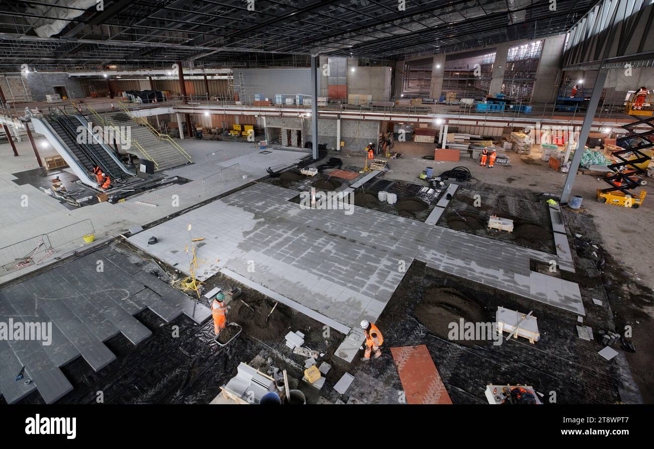Workers at the construction site for the new Belfast Grand Central ...