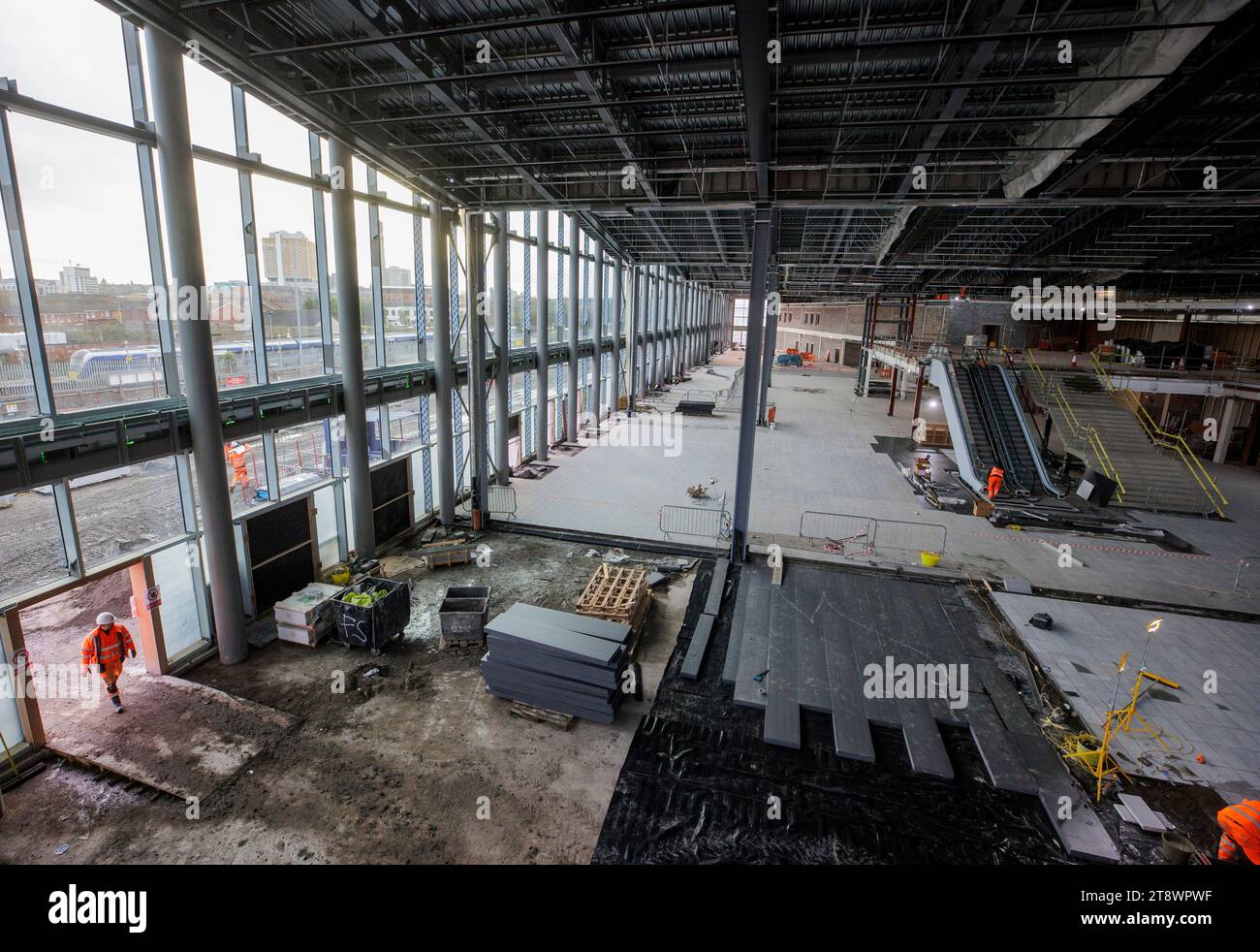 Workers at the construction site for the new Belfast Grand Central ...