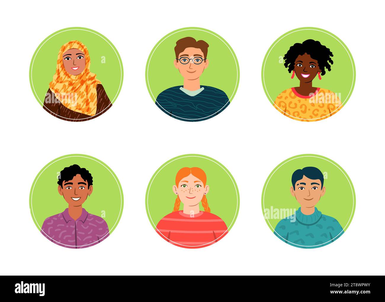 Six young diverse people, portraits, avatars Stock Vector Image & Art - Alamy