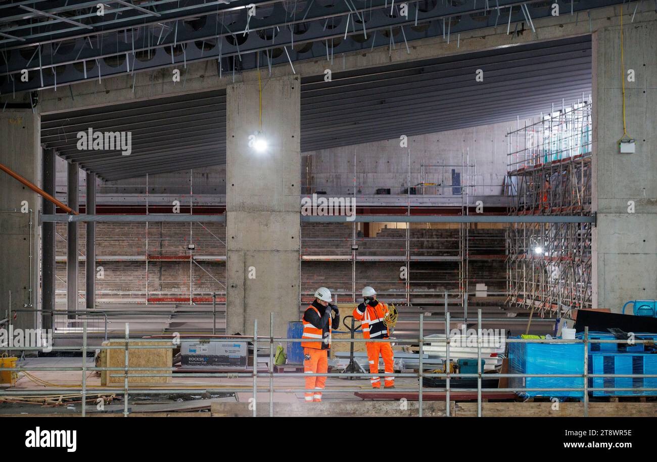 Workers at the construction site for the new Belfast Grand Central ...