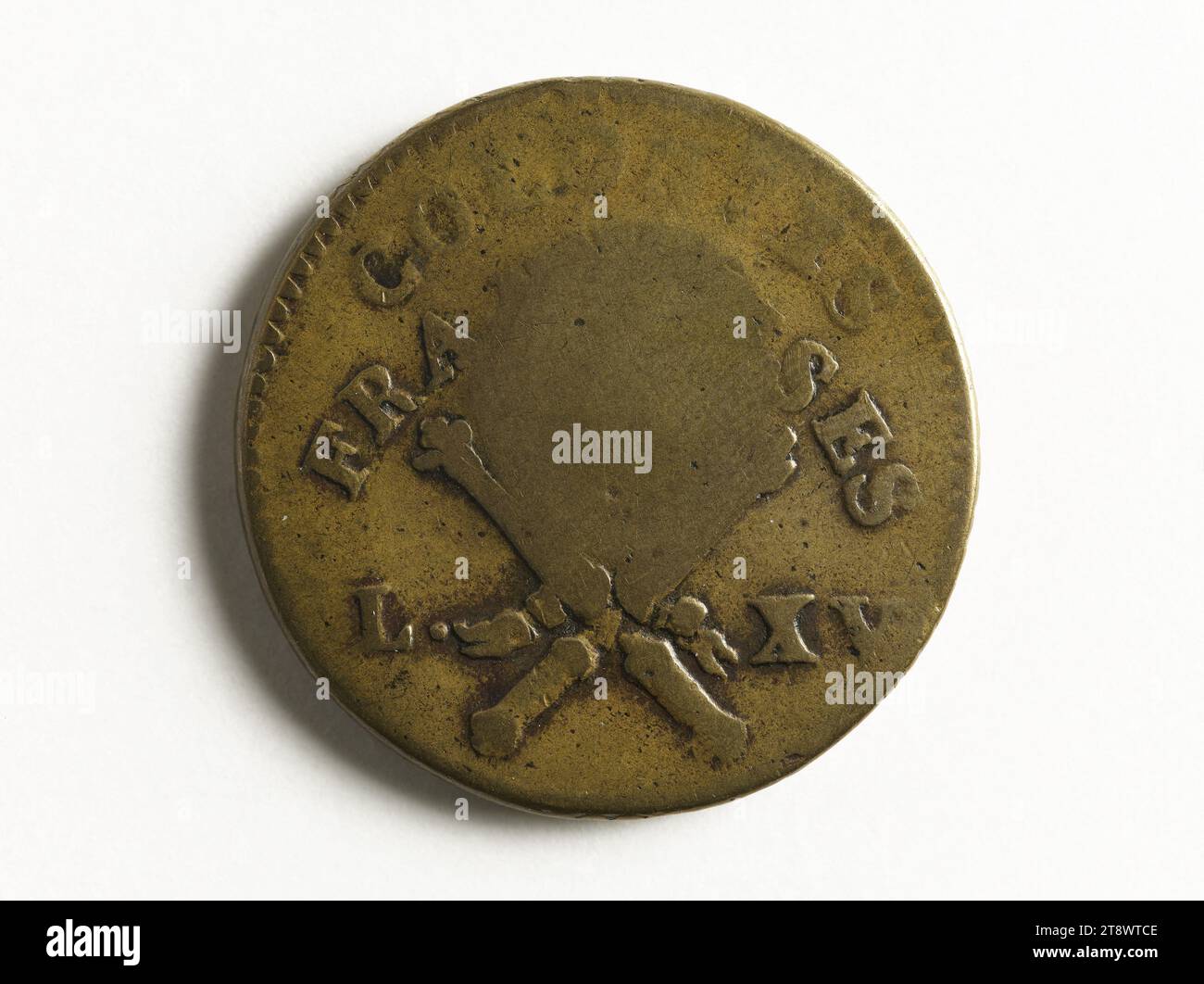 Sol des colonies françaises de Louis XV, 1767 overstruck 'RF' in 1793 ...