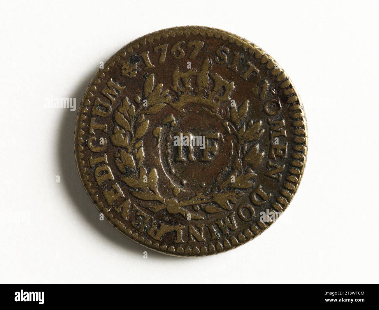 Sol des colonies françaises de Louis XV, 1767 overstruck 'RF' in 1793 ...