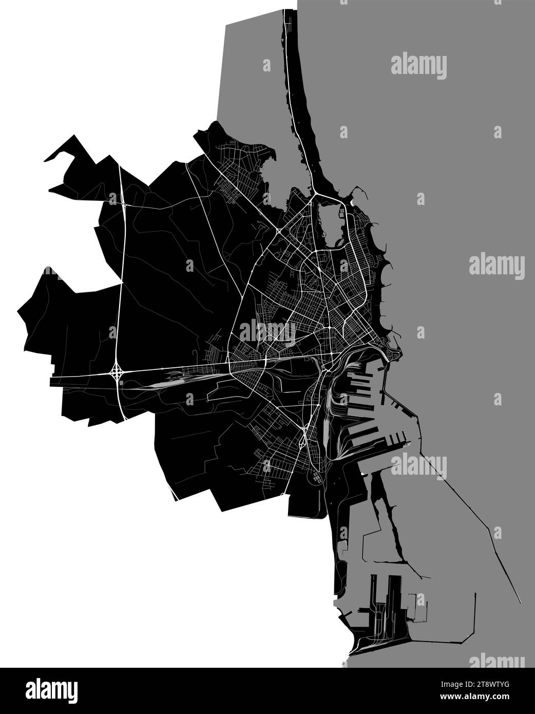 Black Constanta city map, detailed administrative area Stock Vector ...