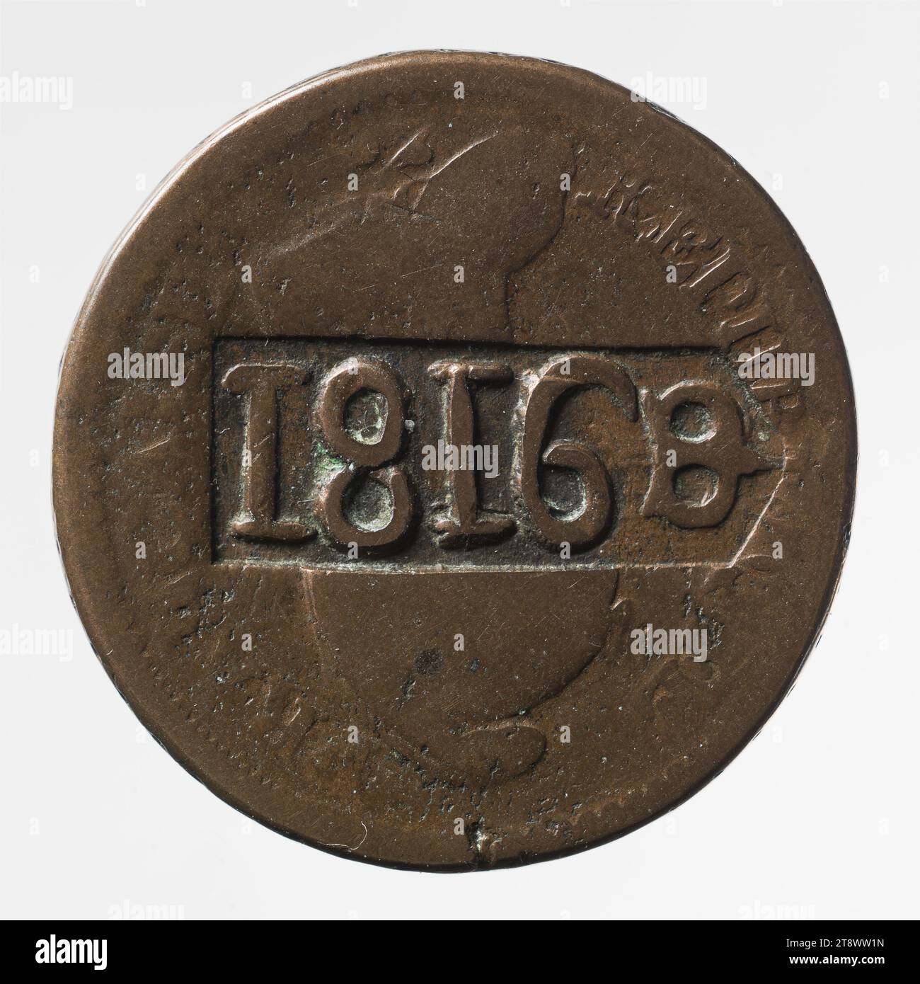 A revolutionary decime (year V-year VII) overstruck in 1816, Anonymous ...