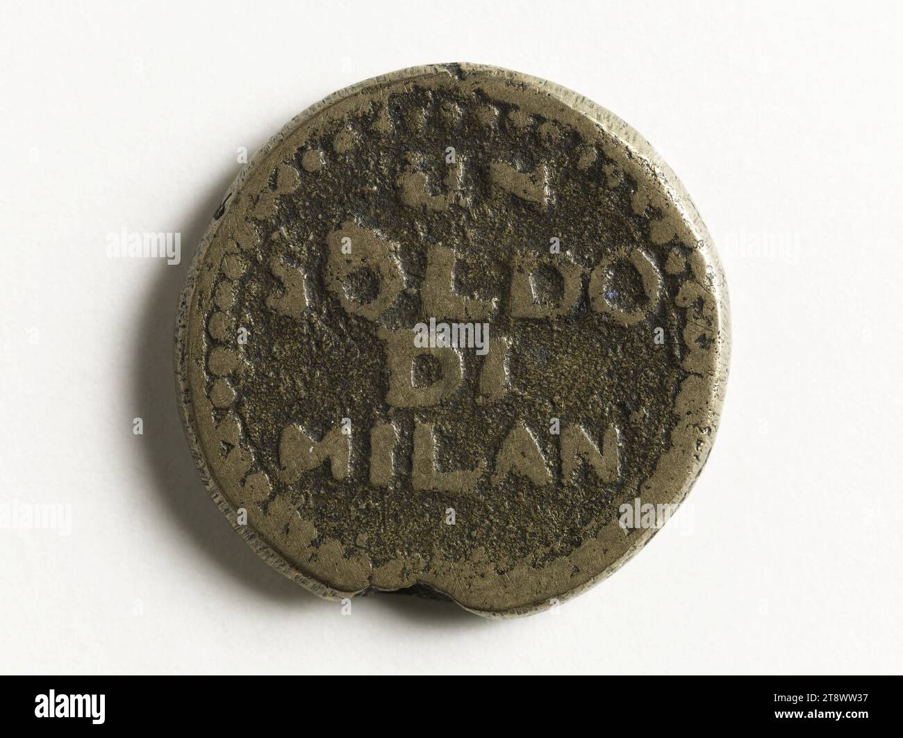A penny from Milan, obsidian currency from the siege of Mantua, 1799 ...