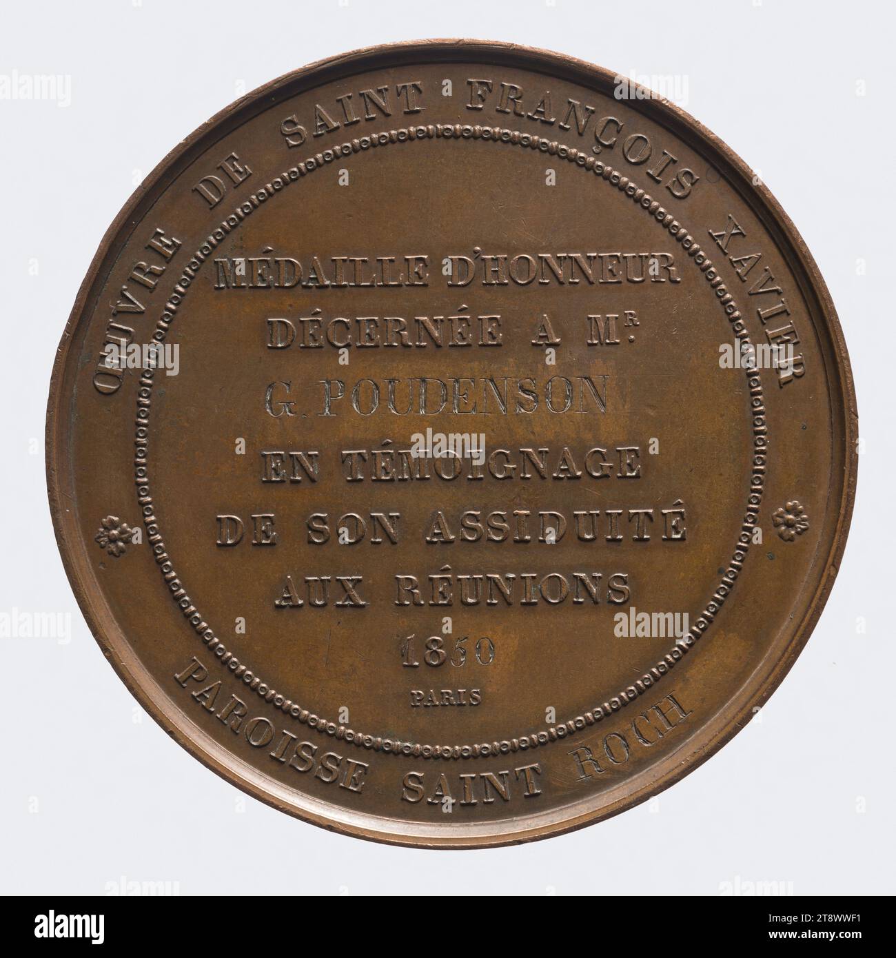 Medal of honor of the Works of Saint Francis Xavier in the parish of ...