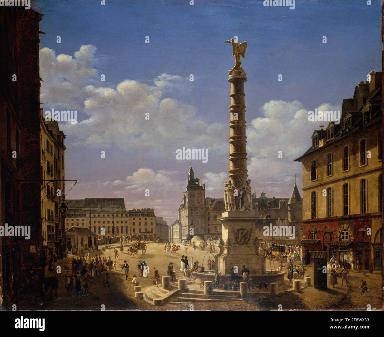 The square and the fountain of Châtelet., Bouhot, Étienne, Painter ...
