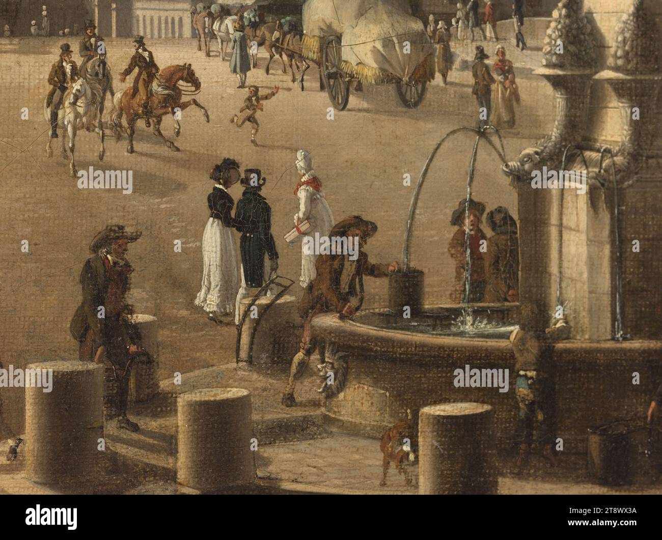 The square and the fountain of Châtelet., Bouhot, Étienne, Painter ...