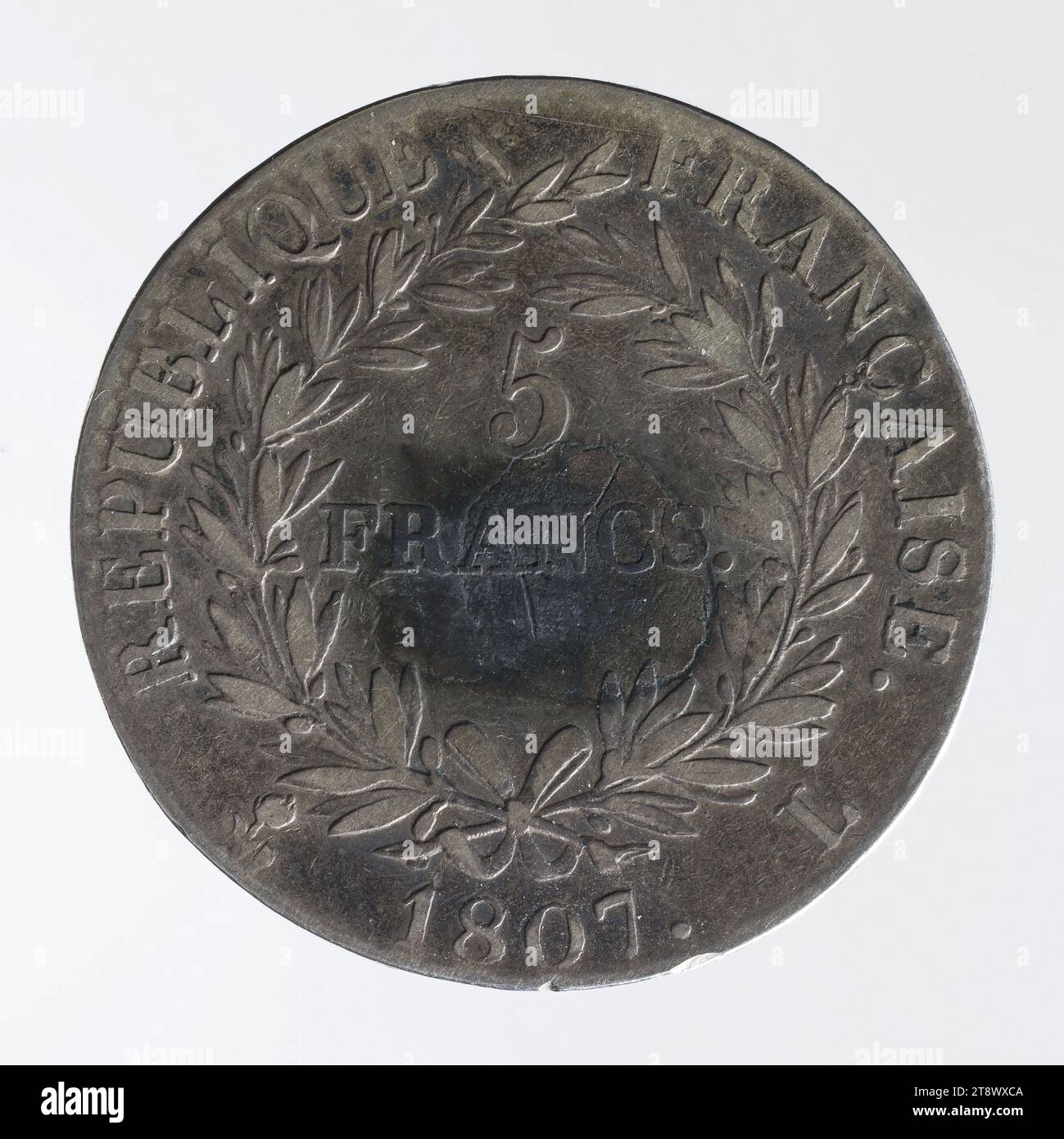 Five Napoleon francs, 1807, Brenet, Nicolas-Guy, Engraver in medals ...