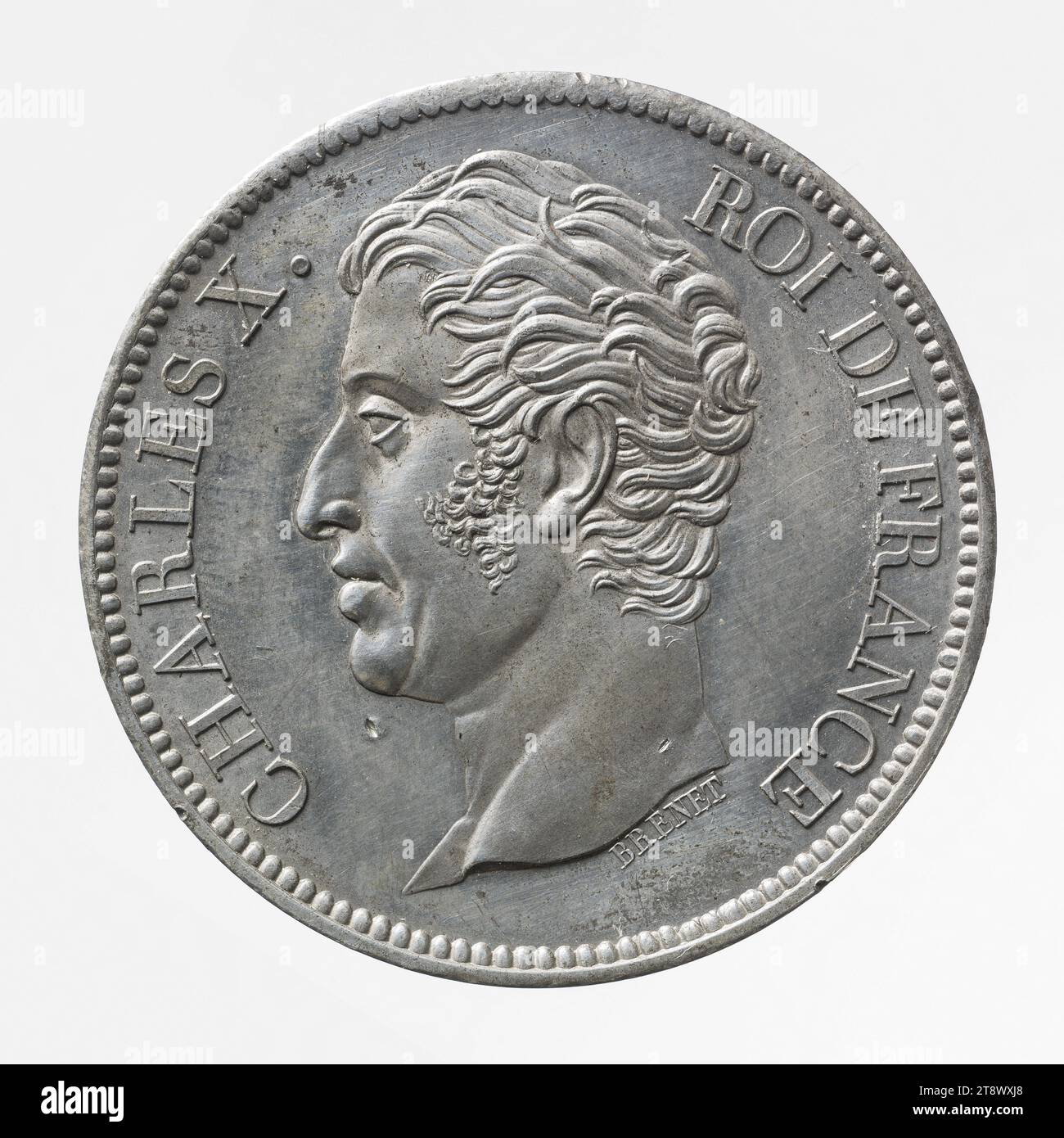 Uniface trial for the 5 franc coin of Charles X, 1828, Brenet, Nicolas ...