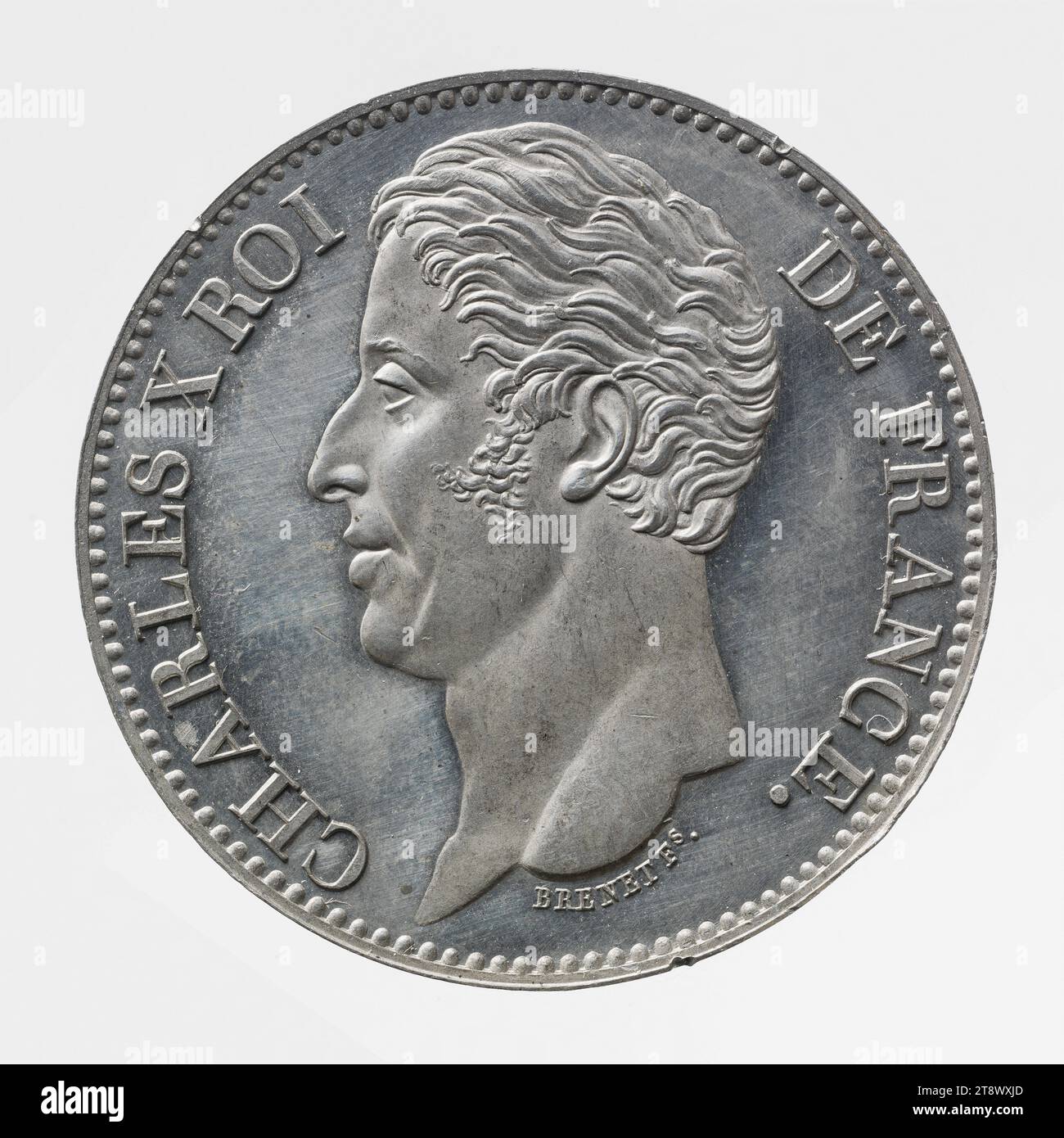 Uniface trial for the 5 franc coin of Charles X, 1828, Brenet, Nicolas ...