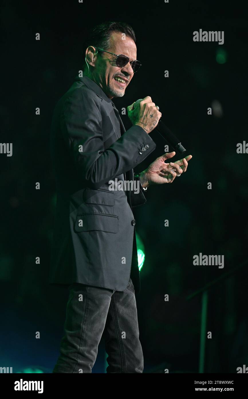 Marc Anthony performs during The Viviendo Tour at the Kaseya Center ...