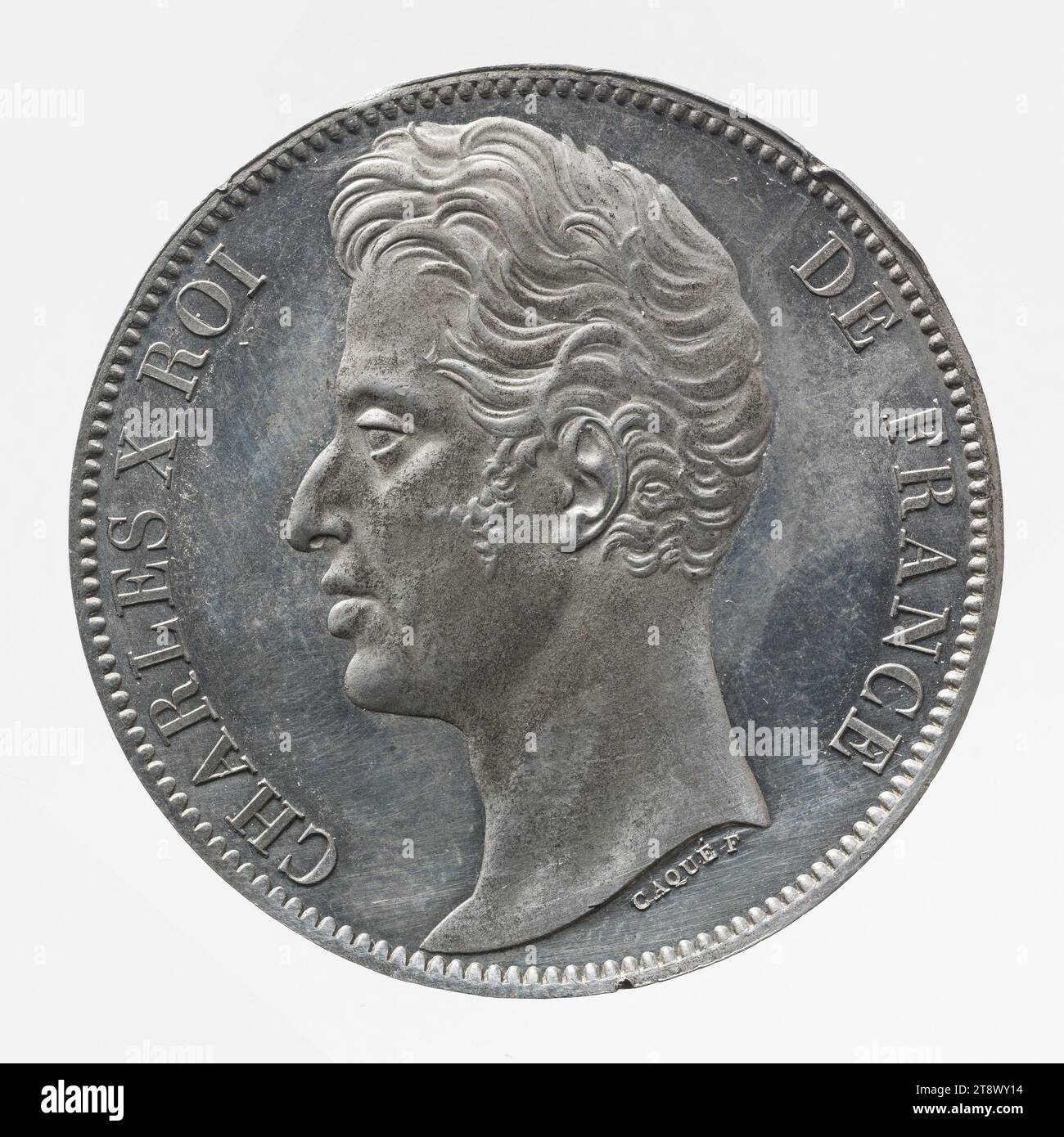 Uniface test for the 5-franc coin of Charles X, 1828, Caqué, Armand ...