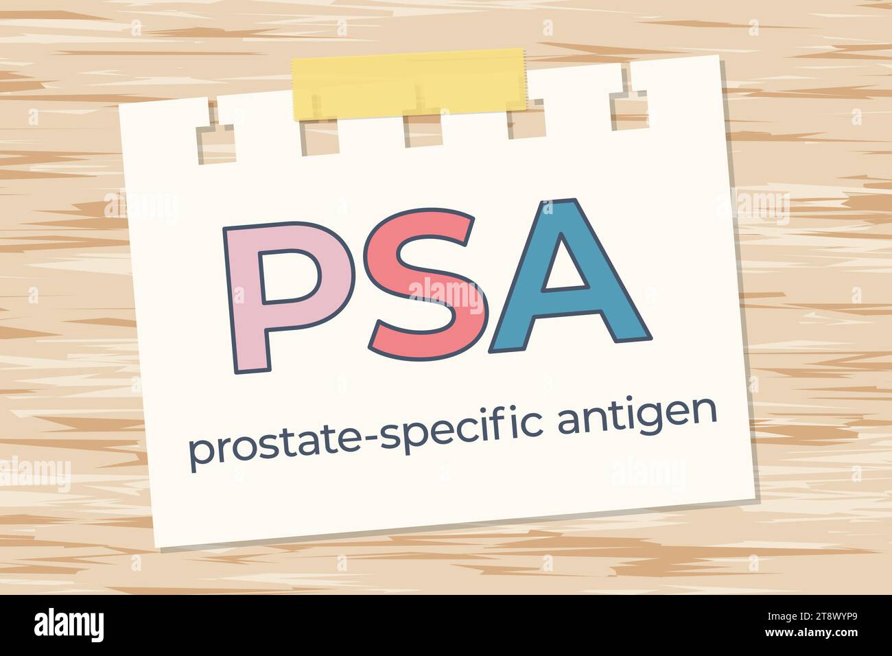 PSA; Prostate-Specific Antigen written on paper card on wooden ...