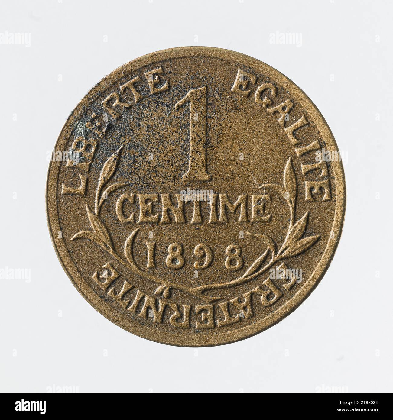 Bronze test for the 1 centime bronze coin of the Third Republic, 1898 ...