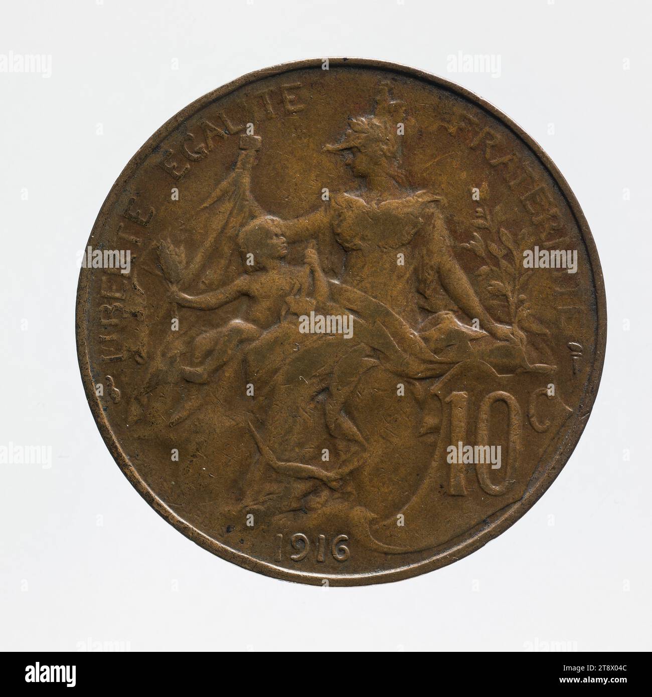 10 centime bronze coin of the Third Republic, 1916, Daniel-Dupuis, Jean ...