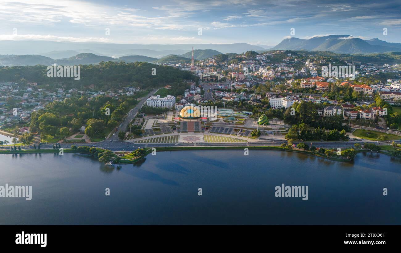 Aerial panorama view of Sunflower Building at Lam Vien Square in Da Lat ...