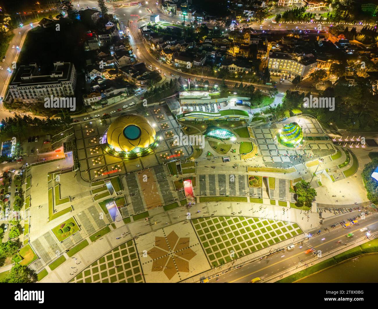Aerial panorama view of Sunflower Building at Lam Vien Square in Da Lat ...