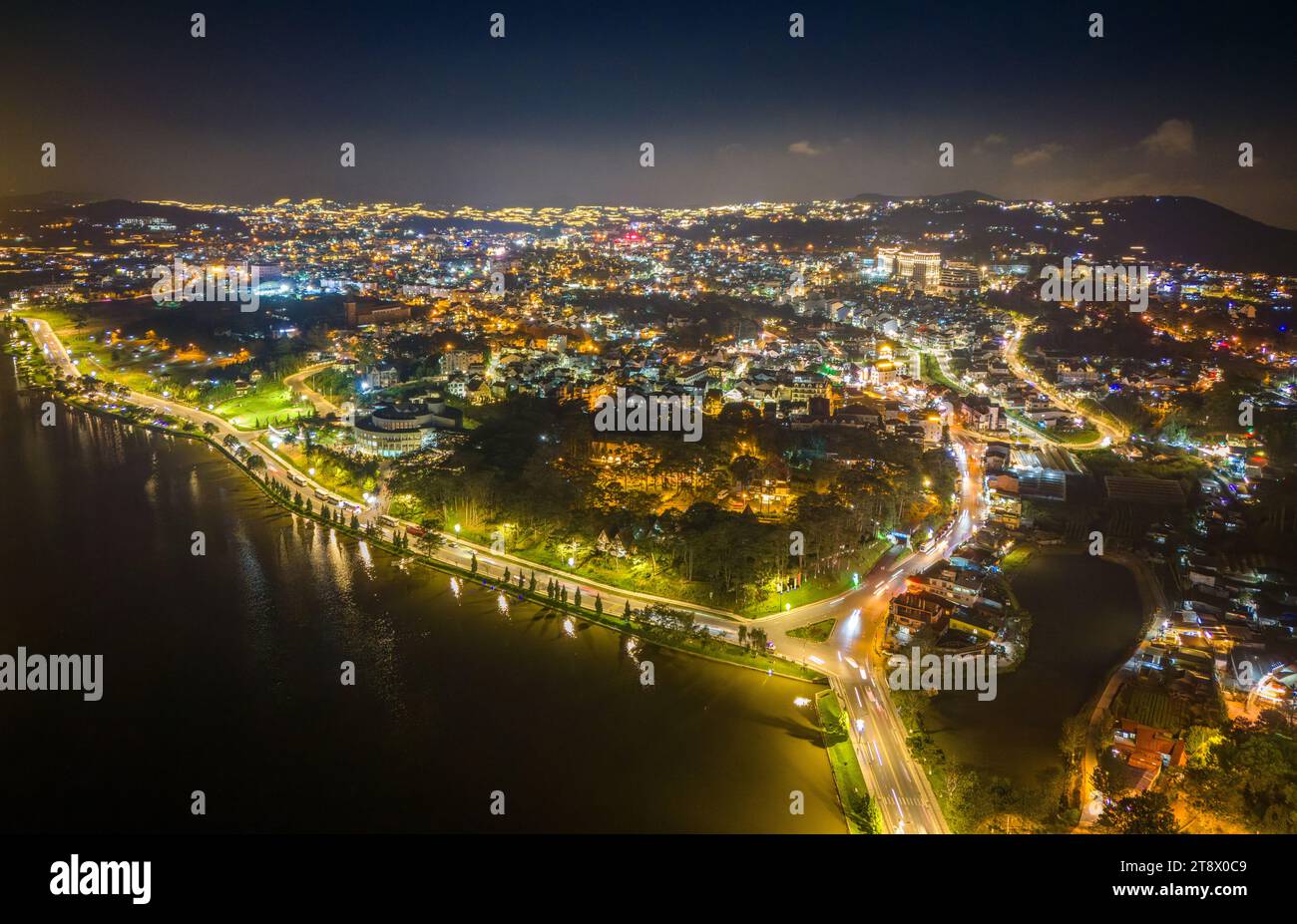 Aerial panorama view of Sunflower Building at Lam Vien Square in Da Lat ...
