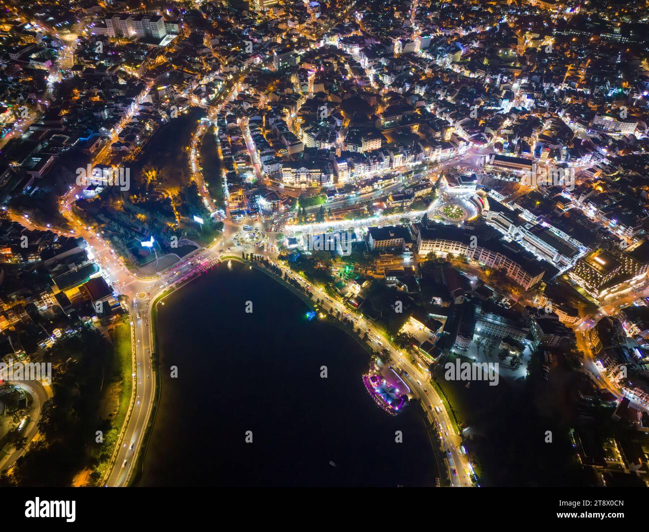 Aerial panorama view of Sunflower Building at Lam Vien Square in Da Lat ...