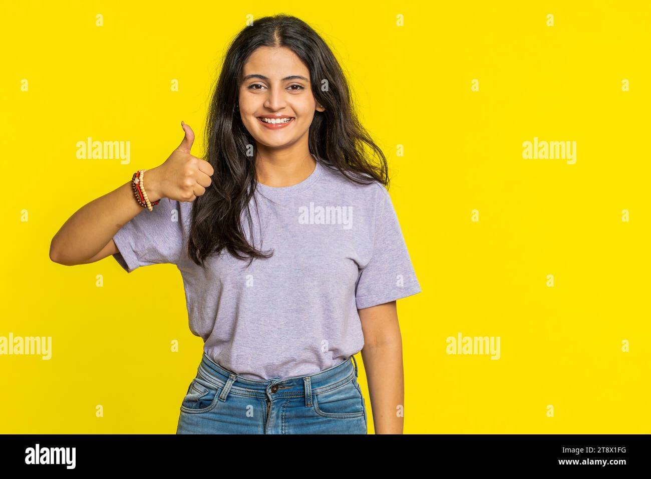 Like Indian Woman Raises Thumbs Up Agrees With Something Gives