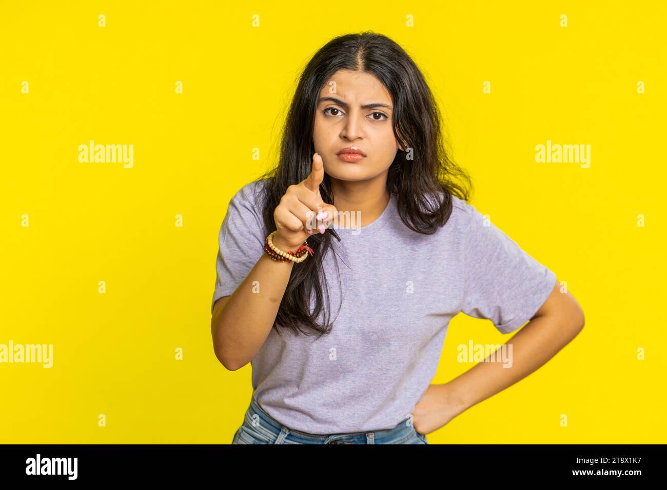 Quarrel. Displeased aggressive unhappy Indian woman gesturing hands ...