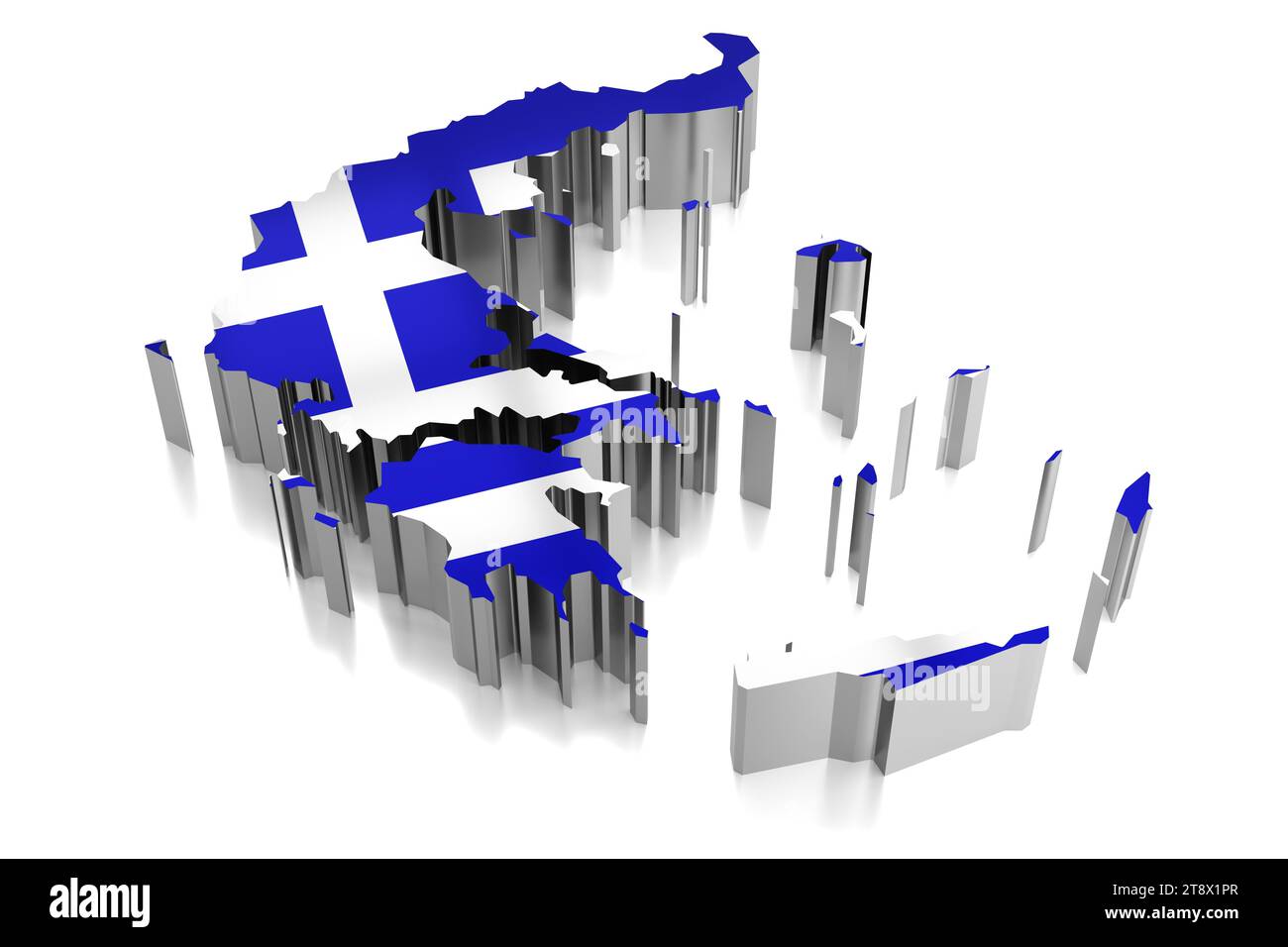 Greece - country borders and flag - 3D illustration Stock Photo - Alamy
