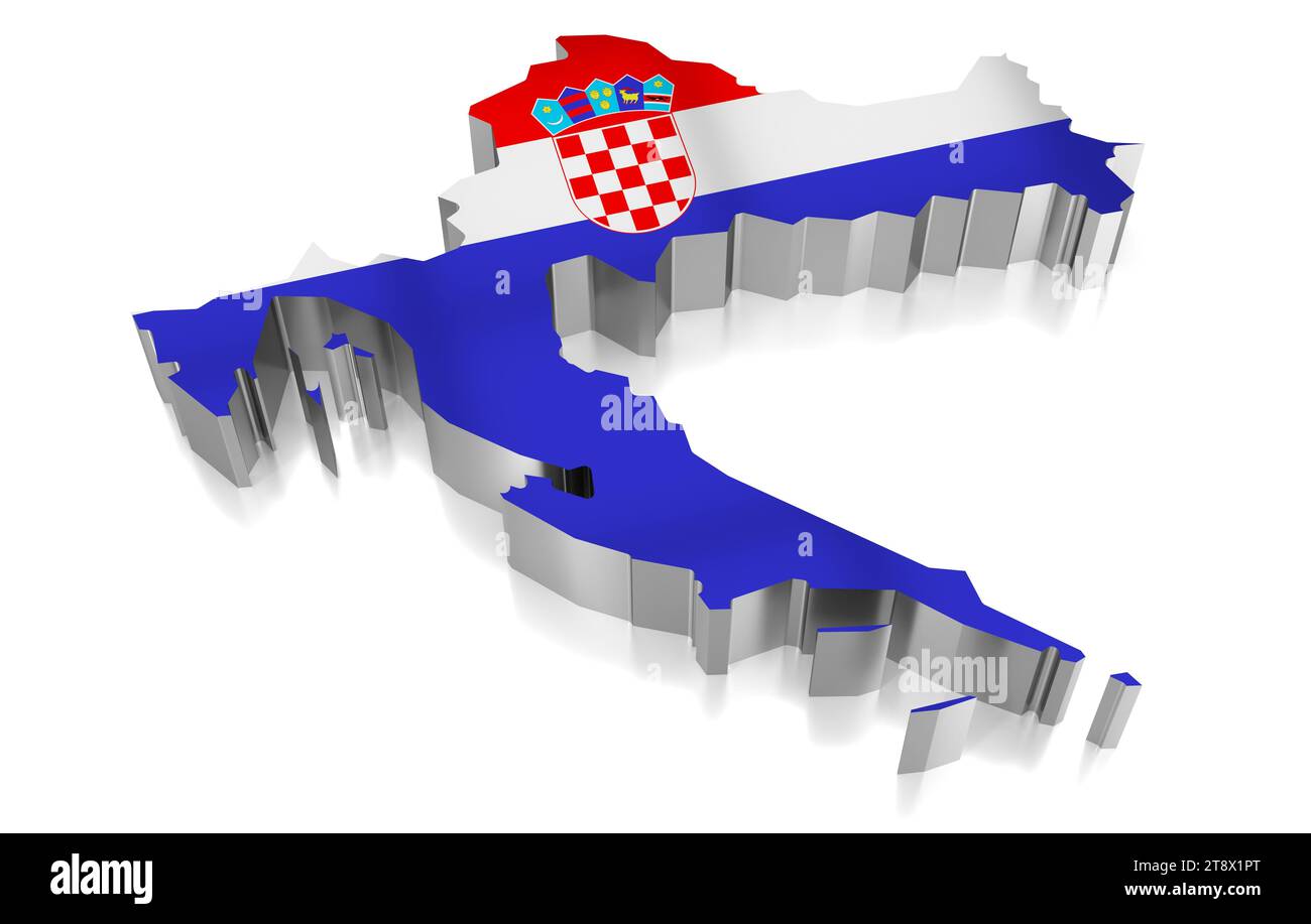 Croatia - country borders and flag - 3D illustration Stock Photo - Alamy