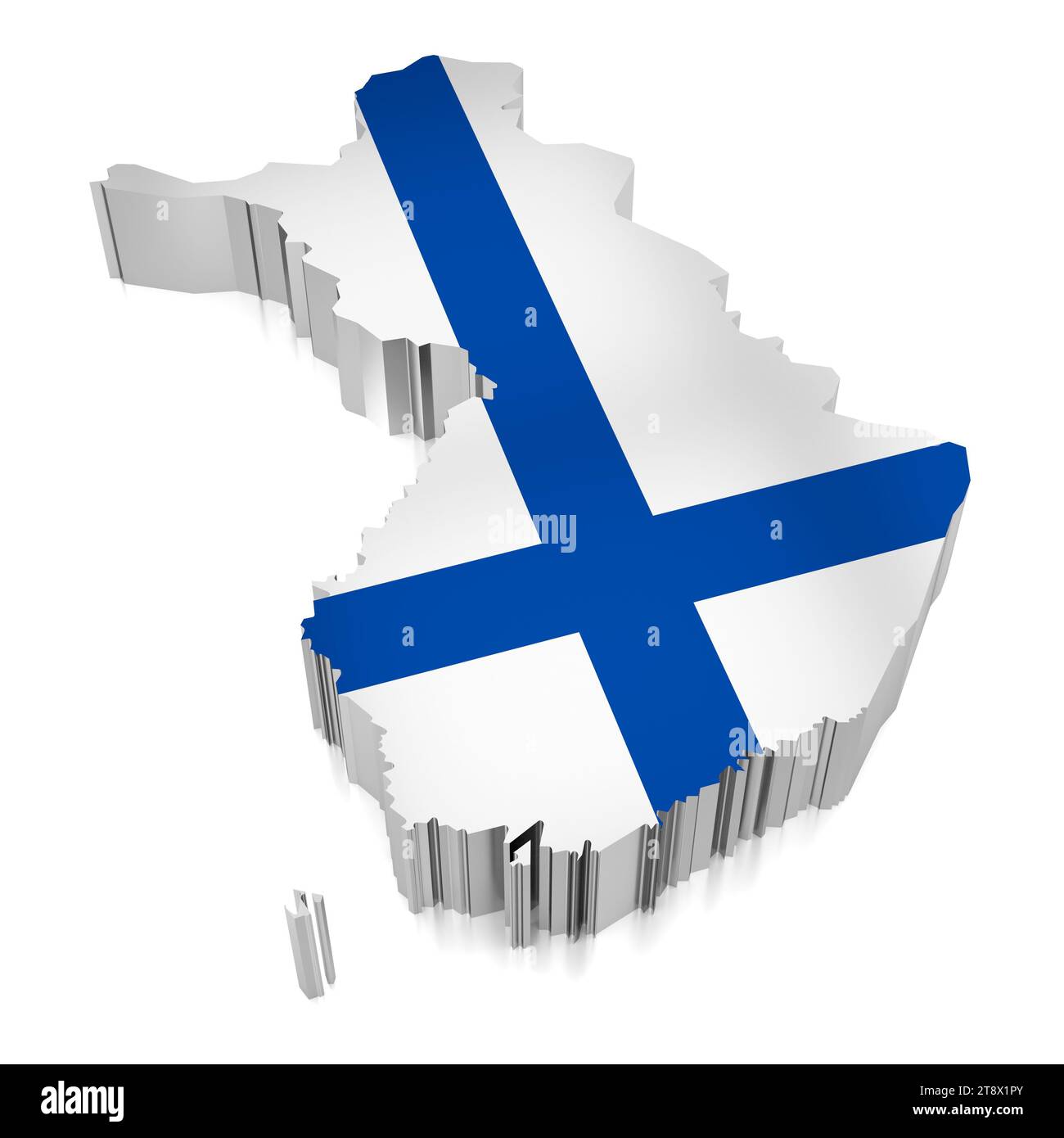 Finland - country borders and flag - 3D illustration Stock Photo - Alamy